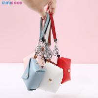 China Custom Logo Genuine Leather Minibook Coin Purse 15cm x 10cm Coin Lanyard Bag for sale