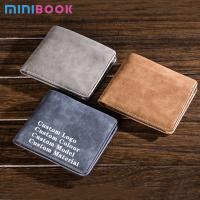 China Custom Logo Short PU Leather Wallet Two Fold Card Holder 11.5cm x 9.5cm for Multicard Storage for sale