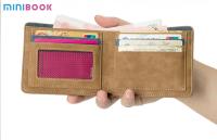 China Custom Logo Short PU Leather Wallet Two Fold Card Holder 11.5cm x 9.5cm for Multicard Storage for sale