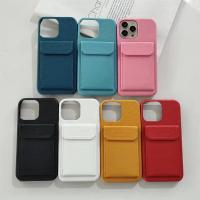 China PU Leather Card Holder Phone Case for iPhone Shockproof Luxury Design with Wireless Charging Support for sale