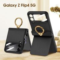China Ultra Thin Vegan Leather Magnetic Flip Case for Samsung Galaxy Z Flip4 5G with Kickstand for sale