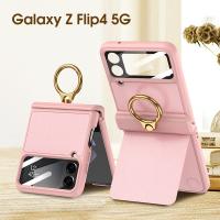 China Ultra Thin Vegan Leather Magnetic Flip Case for Samsung Galaxy Z Flip4 5G with Kickstand for sale