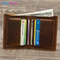 China Open Closure Minibook Genuine Leather Multi-function Card Holder Clip Wallet for Men for sale