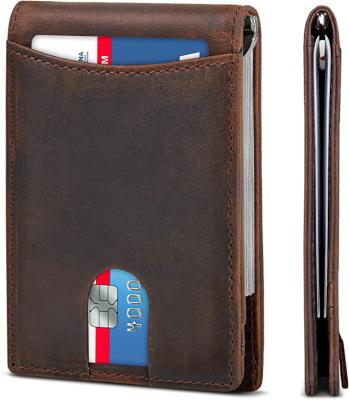 China Men's Genuine Leather RFID Blocking Wallet with Money Clip 15-25 Days Delivery for sale