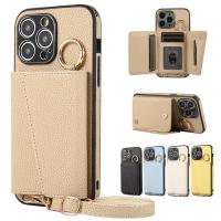 China iPhone 14 15 Pro Max Vegan Leather Crossbody Cellphone Bag with Removable Strap and Card Holder for sale