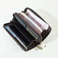 China Large Capacity Long Women Leather Card Holder Wallet Double Zipper Fashionable 20 Card Slots for sale