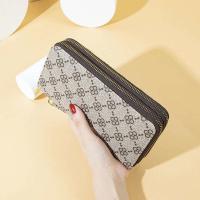 China Large Capacity Long Women Leather Card Holder Wallet Double Zipper Fashionable 20 Card Slots for sale