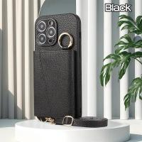 China iPhone 14 15 Pro Max Vegan Leather Crossbody Cellphone Bag with Removable Strap and Card Holder for sale