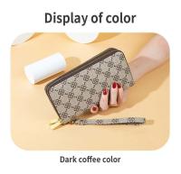 China Large Capacity Long Women Leather Card Holder Wallet Double Zipper Fashionable 20 Card Slots for sale