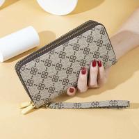 China Large Capacity Long Women Leather Card Holder Wallet Double Zipper Fashionable 20 Card Slots for sale