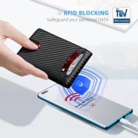 China Custom Slim Carbon Fiber Genuine Leather Money Clip Wallet for Men with RFID Blocking for sale