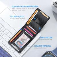 China Custom Slim Carbon Fiber Genuine Leather Money Clip Wallet for Men with RFID Blocking for sale