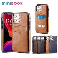 China iPhone 15 Pro Max PU Leather Card Slot Holder Slim Vintage Mobile Phone Case Shockproof for sale