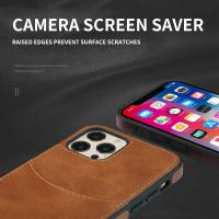 China iPhone 15 Pro Max PU Leather Card Slot Holder Slim Vintage Mobile Phone Case Shockproof for sale