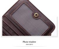 China Minibook Genuine Leather Men Wallet RFID Slim Money Clip Zipper Coins Purse 9.5x10.5cm for sale