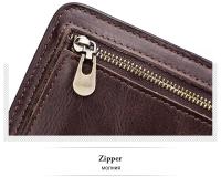 China Minibook Genuine Leather Men Wallet RFID Slim Money Clip Zipper Coins Purse 9.5x10.5cm for sale