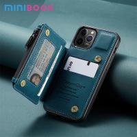 China PU Leather Wallet Case for iPhone 14 15 Pro Max with Zipper and Card Slots for sale