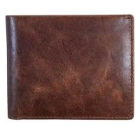 China Vintage Genuine Leather RFID Men's Slim Wallet 12cm x 10cm Short for sale