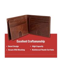 China Vintage Genuine Leather RFID Men's Slim Wallet 12cm x 10cm Short for sale