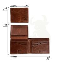 China Vintage Genuine Leather RFID Men's Slim Wallet 12cm x 10cm Short for sale