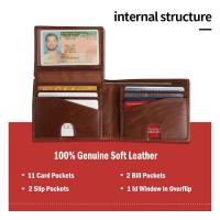 China Vintage Genuine Leather RFID Men's Slim Wallet 12cm x 10cm Short for sale