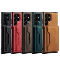 China PU Leather Magnetic Card Pocket Case for Samsung Galaxy S22 S23 Ultra Shockproof for sale