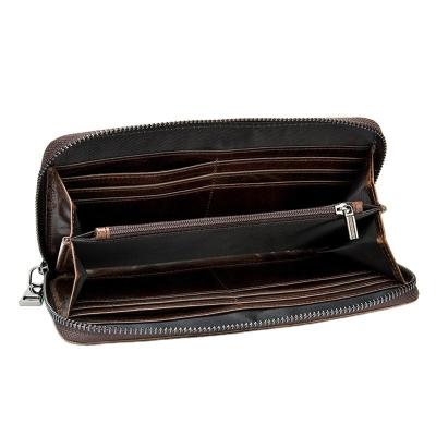 China Minibook Genuine Leather Credit Card Wallet with Long Zipper 20x11x20cm for sale