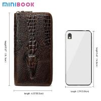 China Minibook Genuine Leather Credit Card Wallet with Long Zipper 20x11x20cm for sale
