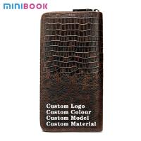 China Minibook Genuine Leather Credit Card Wallet with Long Zipper 20x11x20cm for sale