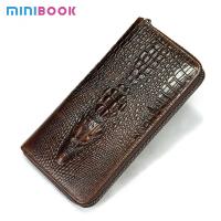China Minibook Genuine Leather Credit Card Wallet with Long Zipper 20x11x20cm for sale