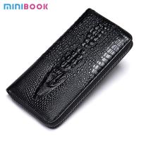 China Minibook Genuine Leather Credit Card Wallet with Long Zipper 20x11x20cm for sale