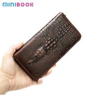 China Minibook Genuine Leather Credit Card Wallet with Long Zipper 20x11x20cm for sale