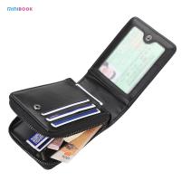 China Custom PU Leather Mini Book Zipper Wallet 12x9x3cm Men Short Version 3 Colors Multi Card Coin Holder for sale