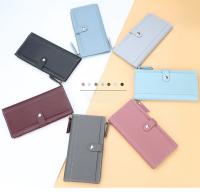 China Ladies Travel Purse Zip Around Clutch Wallet Wristlet PU Leather 18.5cm x 10cm 0.15kg for sale