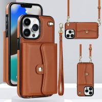 China iPhone 13 14 15 Pro Max Mini Wallet Card Holder Slim Case with Lanyard Wireless Charge Support for sale