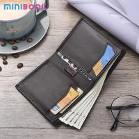 China Custom Logo Men's Short Wallet Thin Minimalist Front Pocket RFID Blocking Genuine Leather 10.5x9cm for sale