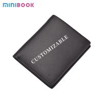China Custom Logo Men's Short Wallet Thin Minimalist Front Pocket RFID Blocking Genuine Leather 10.5x9cm for sale