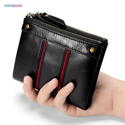 China Vintage PU Leather Minibook Men's Wallet Zipper Closure 11.5x10.5x3cm for sale
