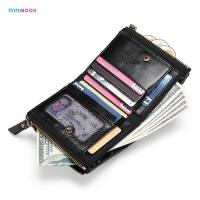 China Vintage PU Leather Minibook Men's Wallet Zipper Closure 11.5x10.5x3cm for sale