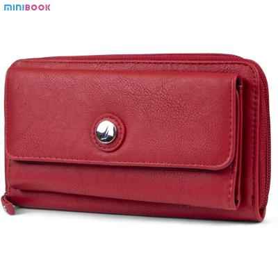 China Custom Pebble Leather Cosmetic Card Holder Wallet Portable Storage 8 Slots for sale