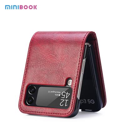 China PU Leather Flip Mobile Phone Case 17x7.2x0.7cm for Samsung Z Flip 3 5G Custom Logo for sale