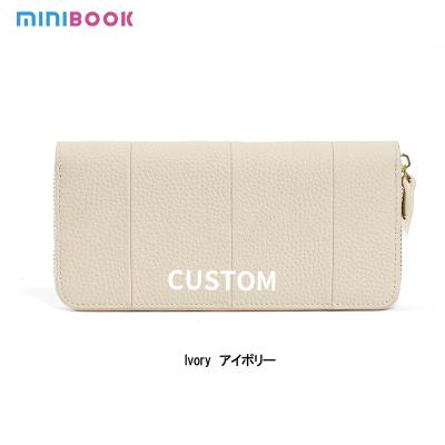 China Genuine Leather Long Wallet Lady Clutch with Large Capacity 20 Slot Card Holder for sale