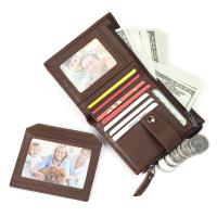 China RFID Blocking Aluminum Wallet Genuine Leather with Zipper Pocket for Men Women 8 Card Slots for sale