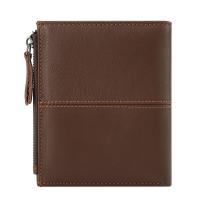 China RFID Blocking Aluminum Wallet Genuine Leather with Zipper Pocket for Men Women 8 Card Slots for sale