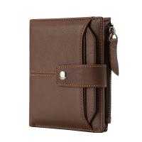China RFID Blocking Aluminum Wallet Genuine Leather with Zipper Pocket for Men Women 8 Card Slots for sale