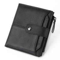 China RFID Blocking Aluminum Wallet Genuine Leather with Zipper Pocket for Men Women 8 Card Slots for sale
