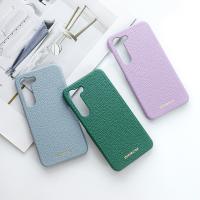China Genuine Leather Pebble Grain Camera Protection Phone Case for Samsung Galaxy S23 Ultra Shockproof for sale