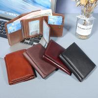 China Custom Logo Men's Genuine Leather RFID Blocking Trifold Credit Card Holder Wallet 8 Slot for sale