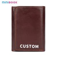 China Custom Logo Men's Genuine Leather RFID Blocking Trifold Credit Card Holder Wallet 8 Slot for sale