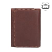 China Custom Logo Men's Genuine Leather RFID Blocking Trifold Credit Card Holder Wallet 8 Slot for sale